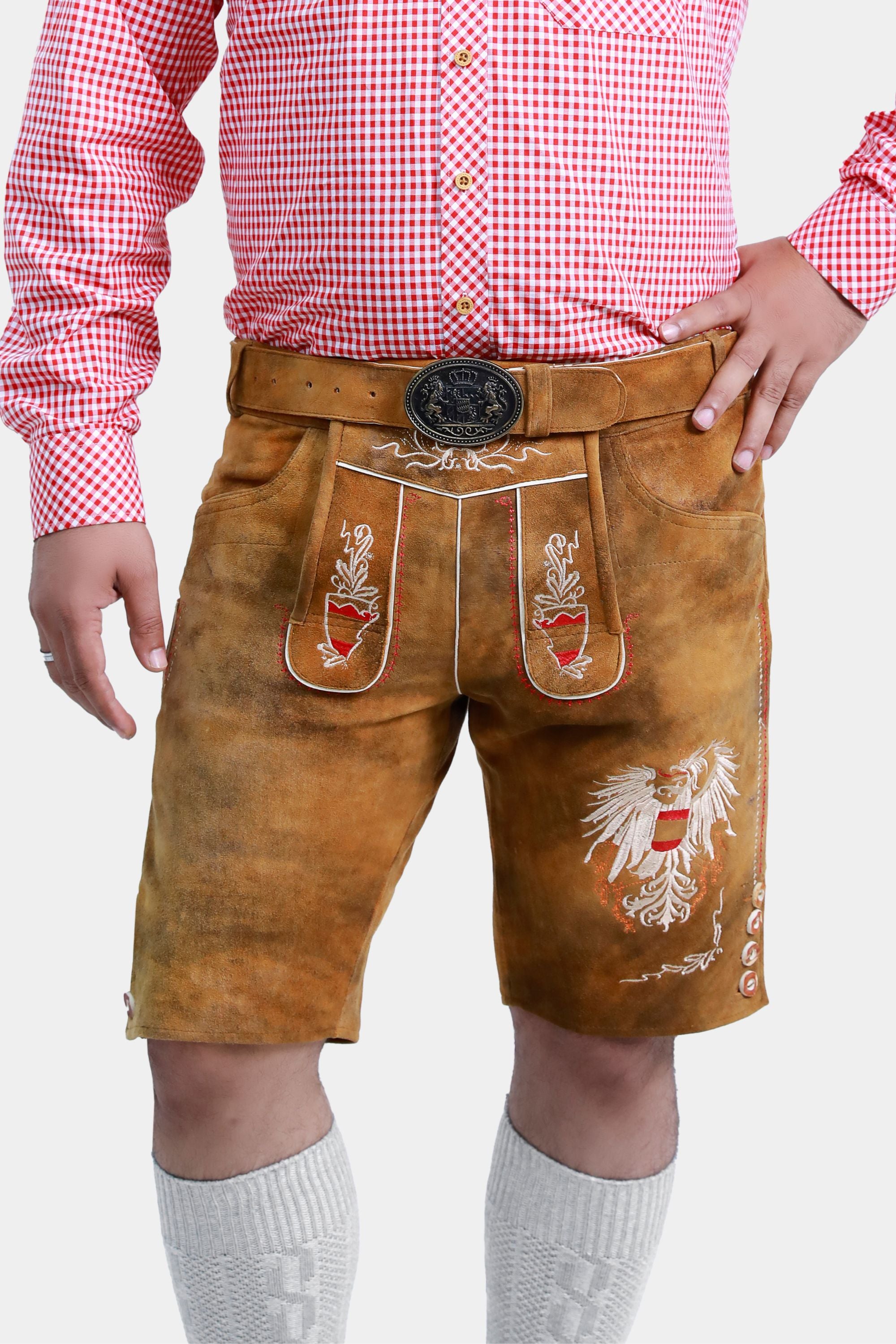 Tiroler Adler Lederhosen with Austrian Coat of Arms – Bayerische Alpen